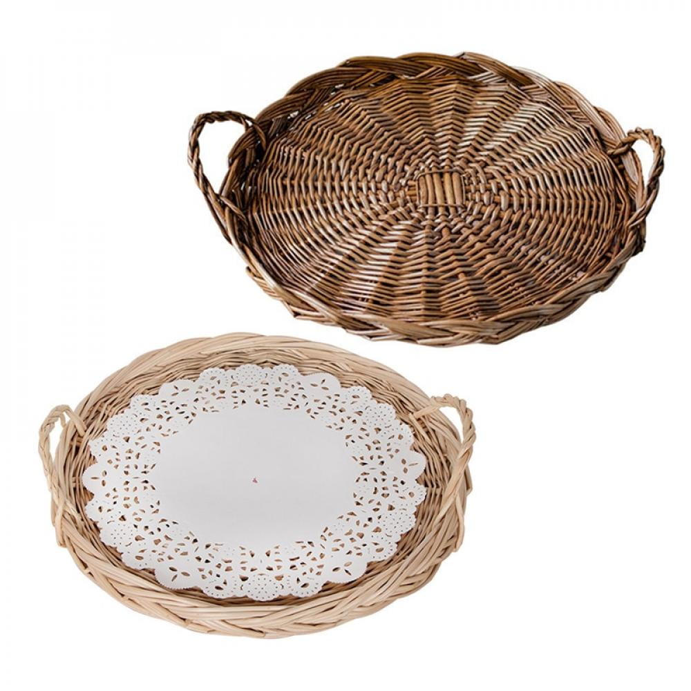 Vintage Wicker Catch All Tray Countertop or Gathering Basket Tray Home ...