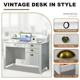 Catrimown Computer Desk with 4 Drawers, Monitor Stand, 47.5 in White ...