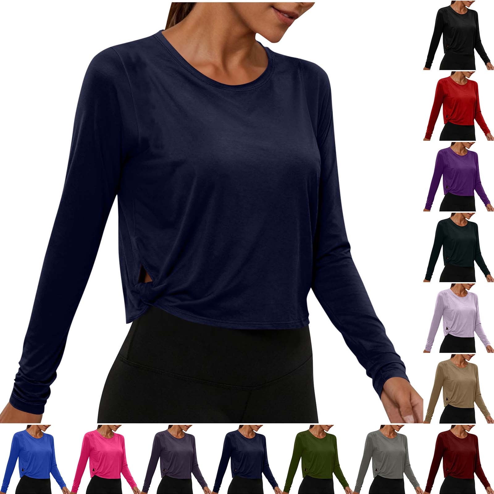 Click here for Yuyuzo Workout Tops For Women Crewneck Long Sleeve... prices