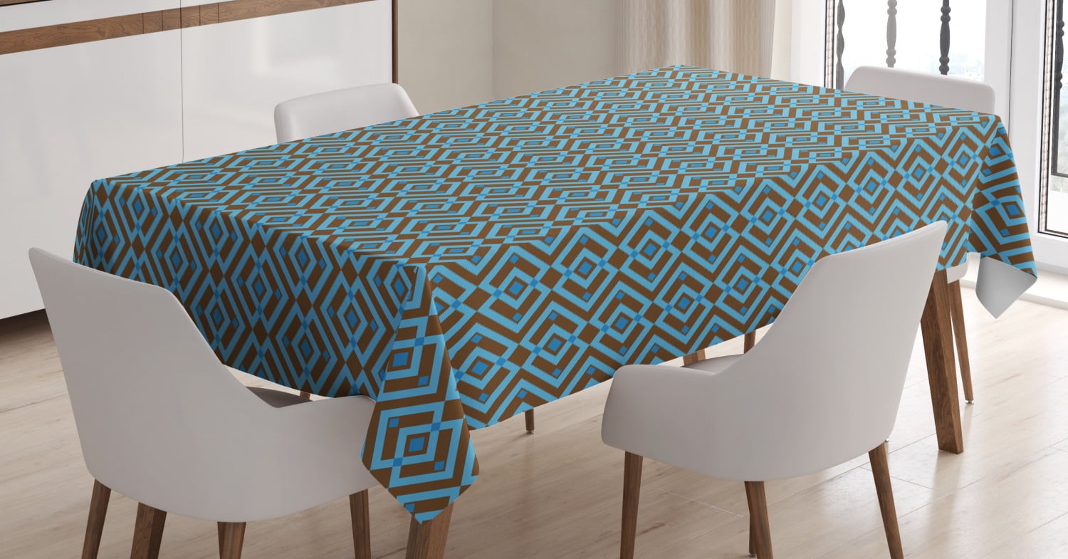 Geometric Tablecloth, Entwined Nested Vertical Square Pattern Chevron ...