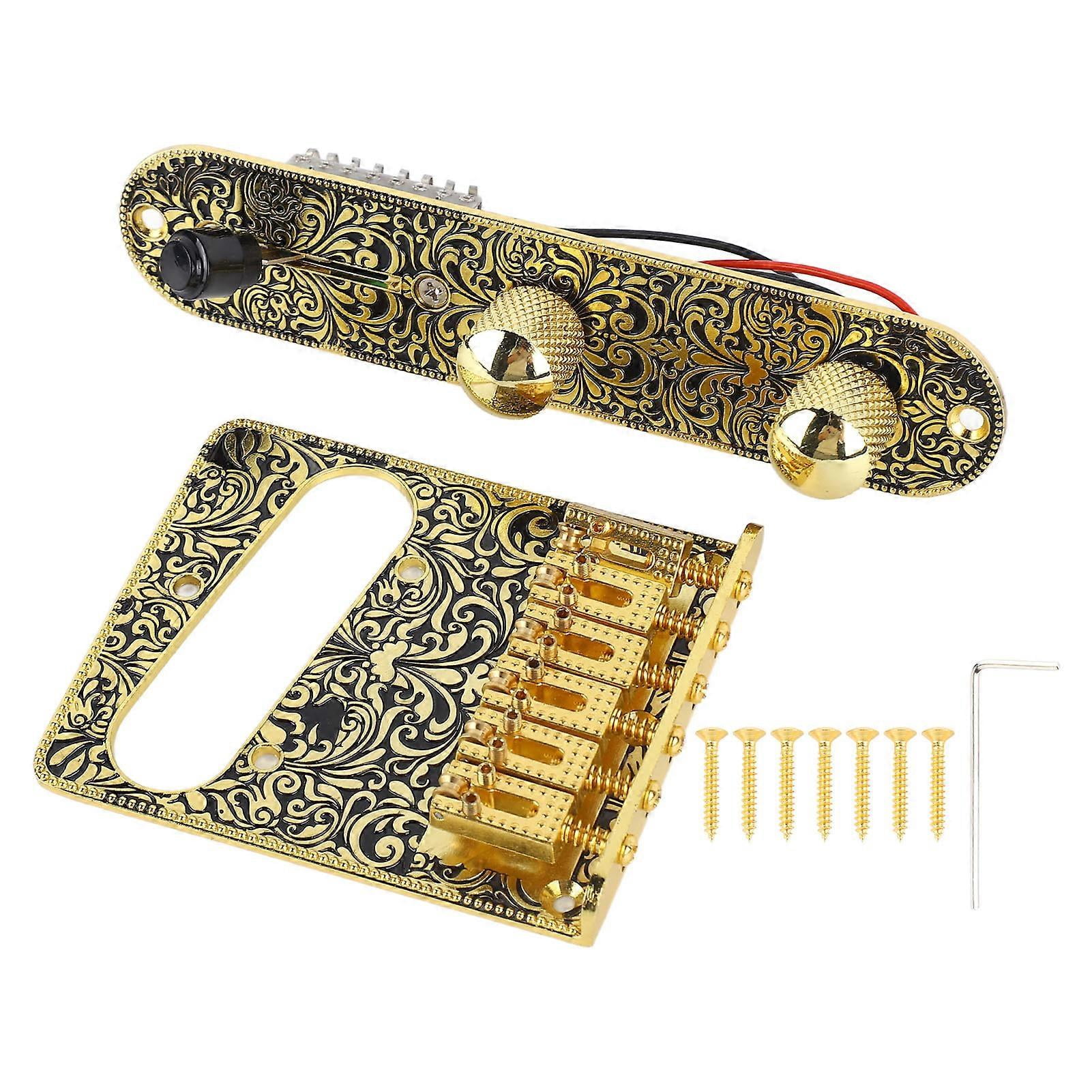 Engraved Electric Guitar Bridge Volume Control Plate Set Guitar Bridge ...