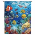 Cartoon Fish Sheer Curtains 72 Inches Long, Blue Colorful Sea Ocean ...