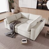 shunda K Upholstered Modular Sofa with USB Charge Ports,Wireless ...