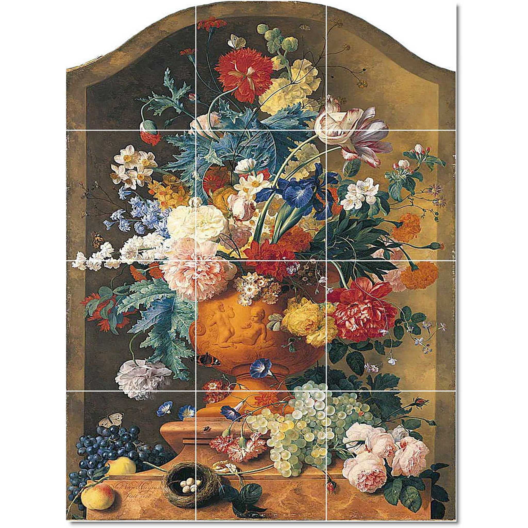 Ceramic Tile Mural-Jan Huysum Flowers Tile Mural Modern House Decor 36 ...