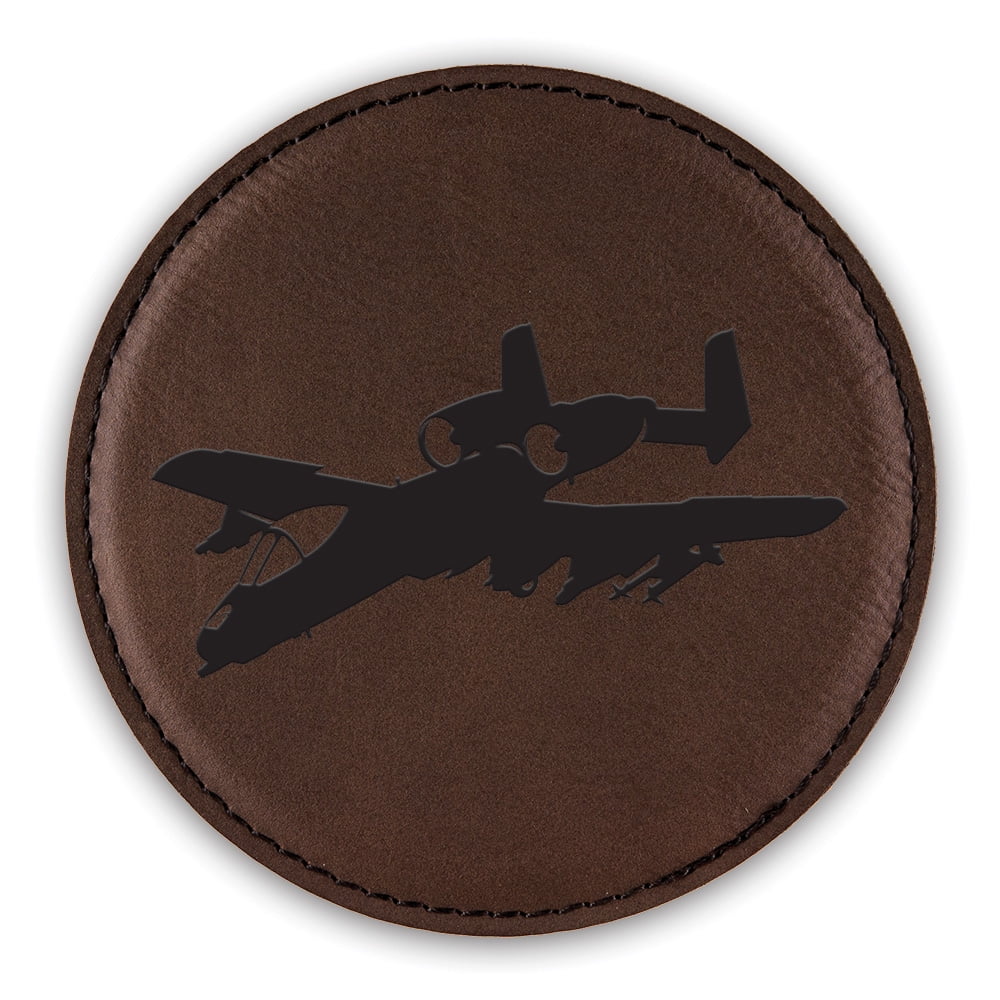 A-10 Thunderbolt II Angled Coaster Laser Engraved Leatherette - Round ...