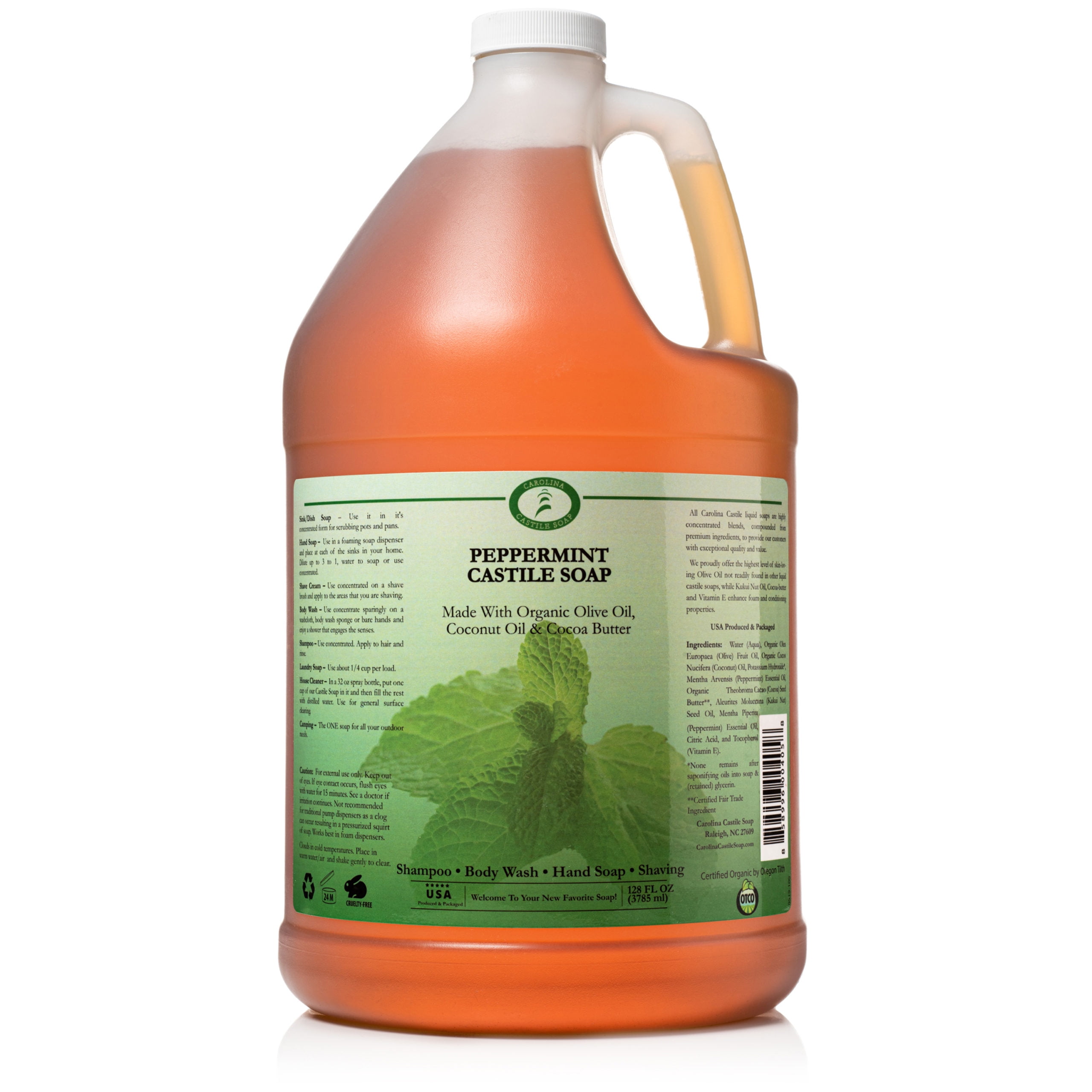 Peppermint Liquid Castile Soap - 1 Gallon - Body Wash & Shampoo ...