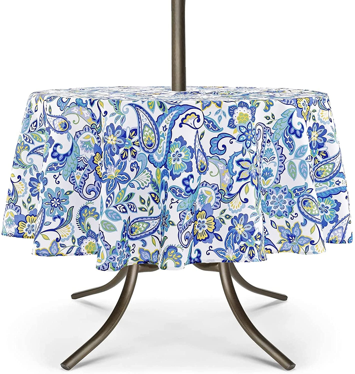 UMINEUX Outdoor Tablecloth with Umbrella Hole and Zipper, Spring/Summer ...