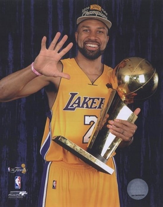 Derek Fisher with Championship Trophy in Studio - Walmart.com