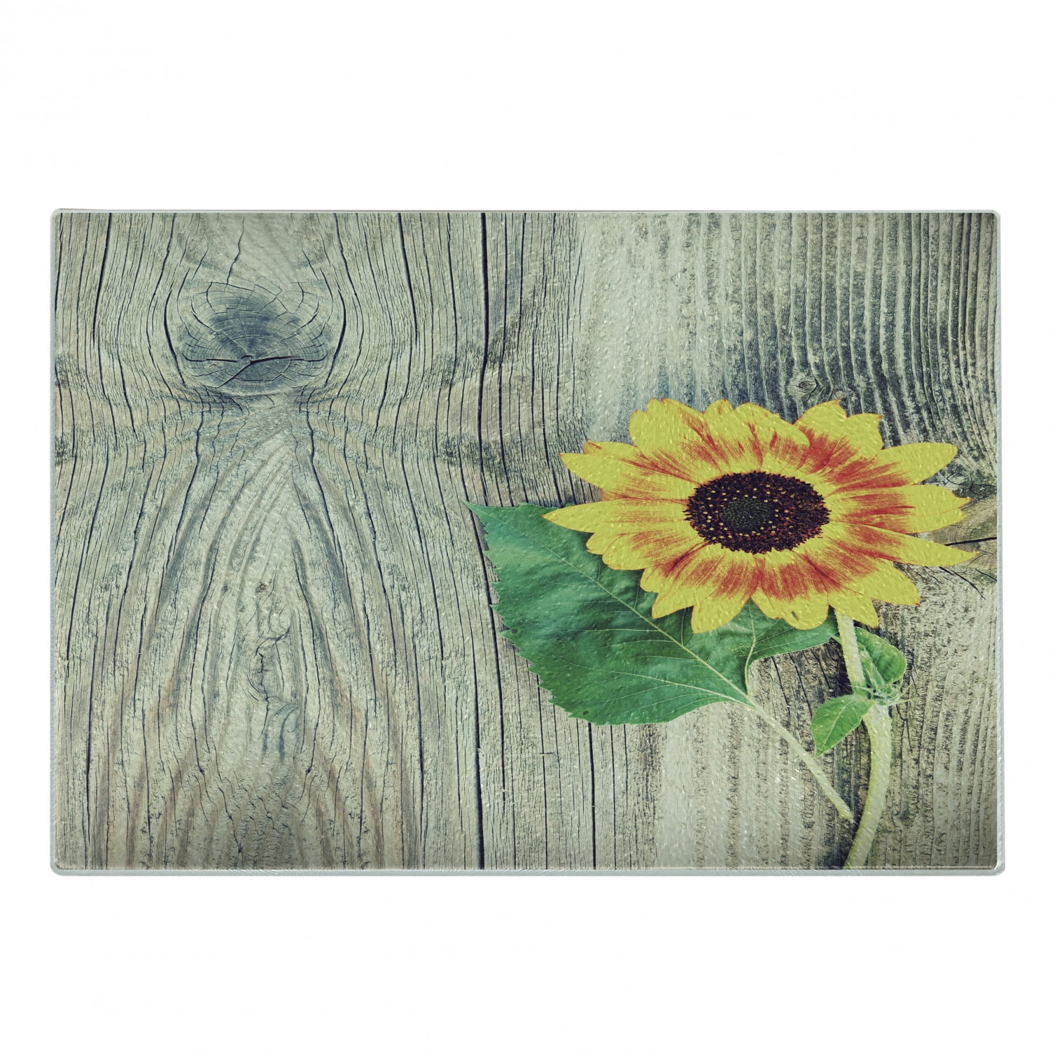 Sunflower Cutting Board, Sunflower on Wooden Old Board Bouquet Floral ...