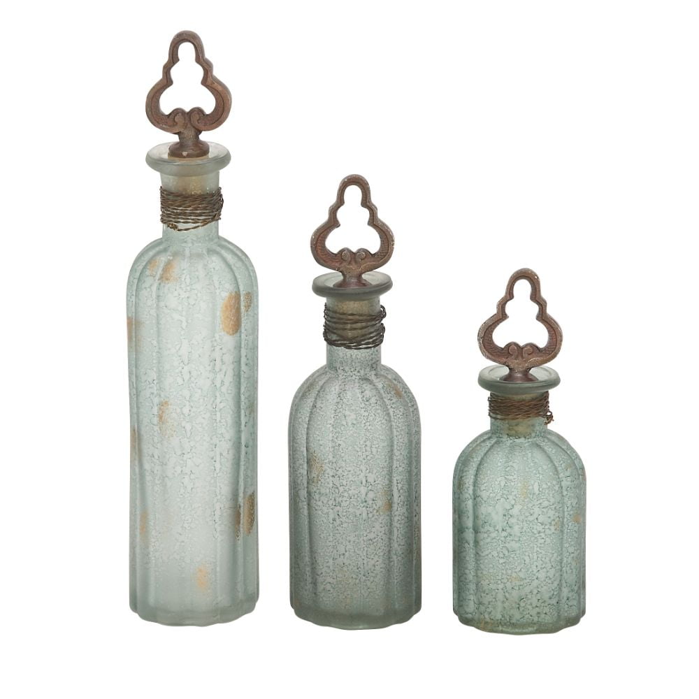 Classy Set Of Three Glass Stopper Bottle