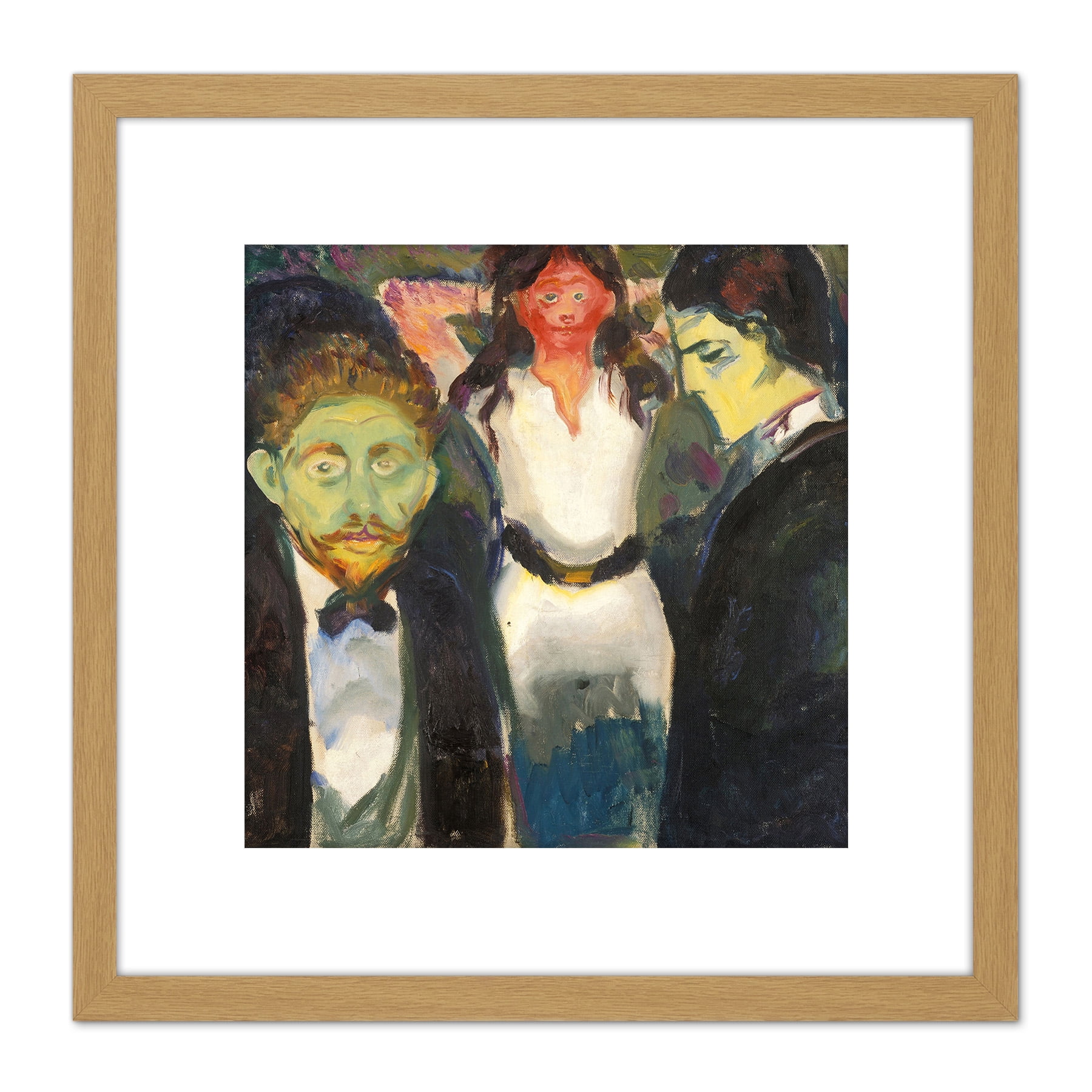 Edvard Munch Jealousy Painting 8X8 Inch Square Wooden Framed Wall Art ...