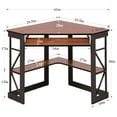 VECELO Rustic Natural Brown Corner Desk with Keyboard Tray and Wood ...
