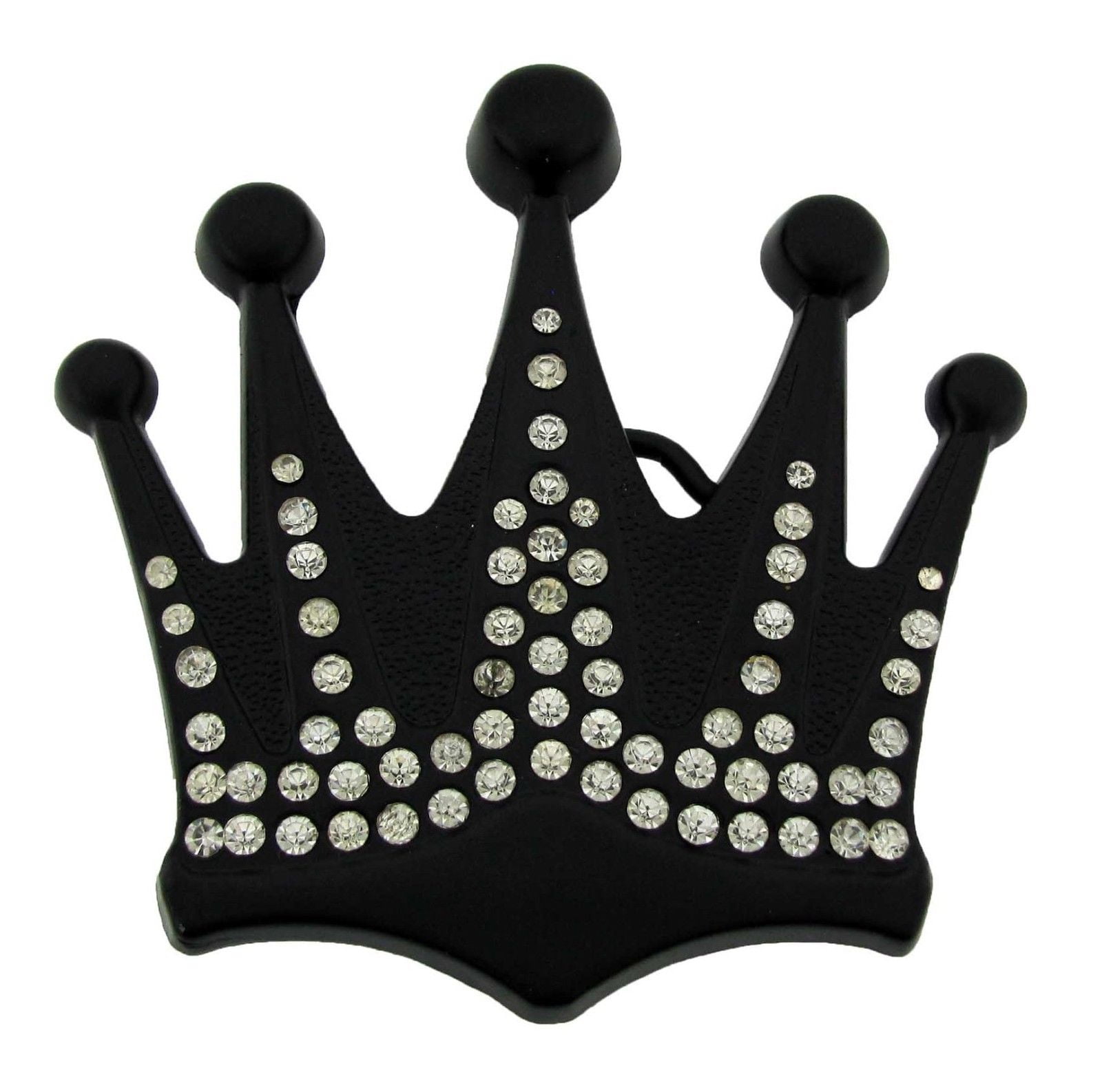 Royal Crown Belt Buckle Bling Bride Jet Black Metal Princess Fashion ...