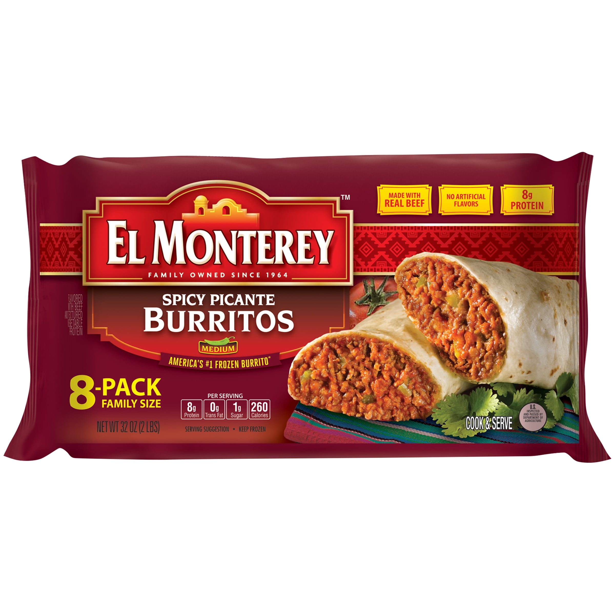 El Monterey Spicy Picante Burritos, 8 Pack Family Size – Walmart ...