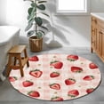 Area Rug 48in, Country Strawberry Daisy Flower Floor Carpet Living Room ...