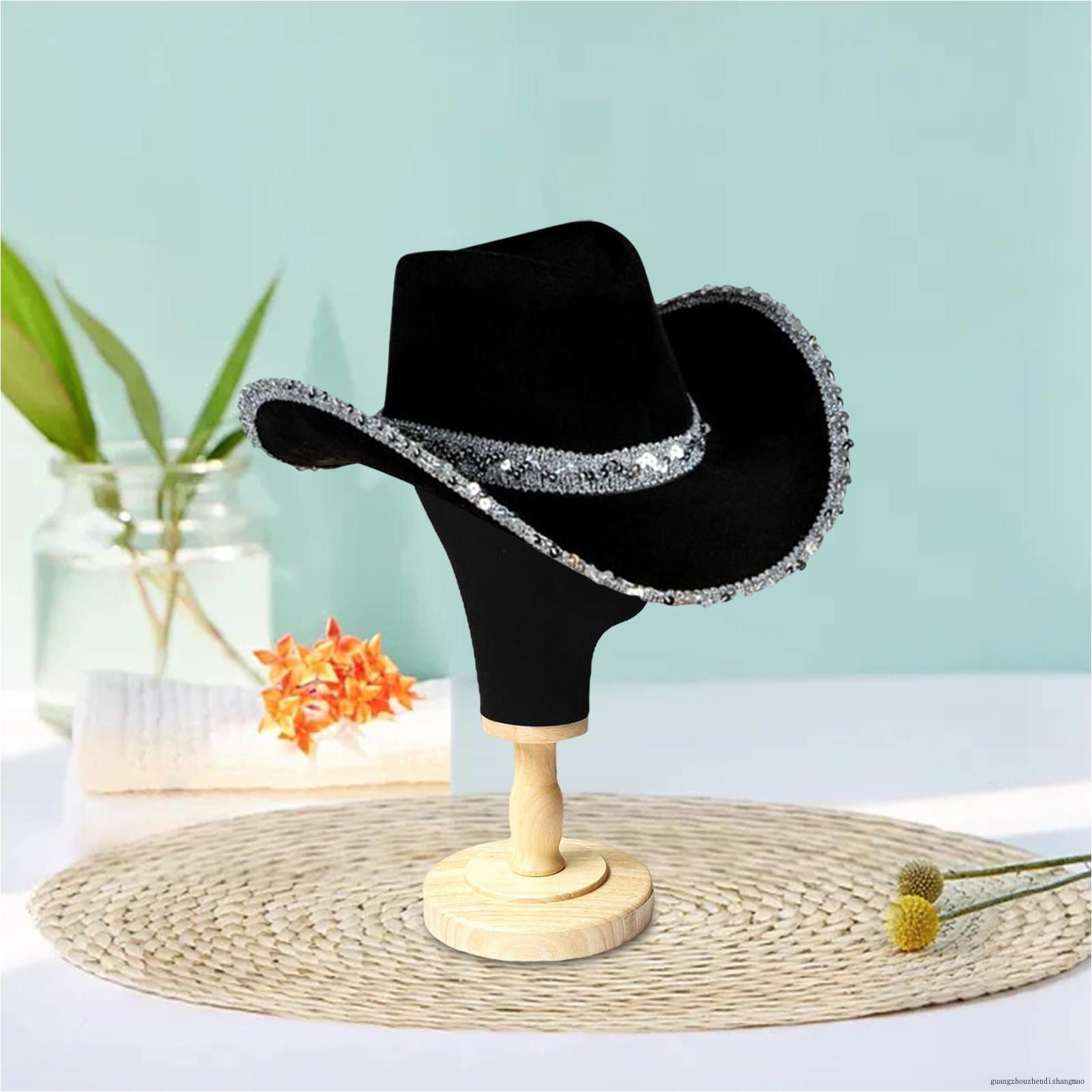 Cowgirl Hat Wide Brim Jazz Hat Fashion Cloth Hat Women Cowboy Hat For ...