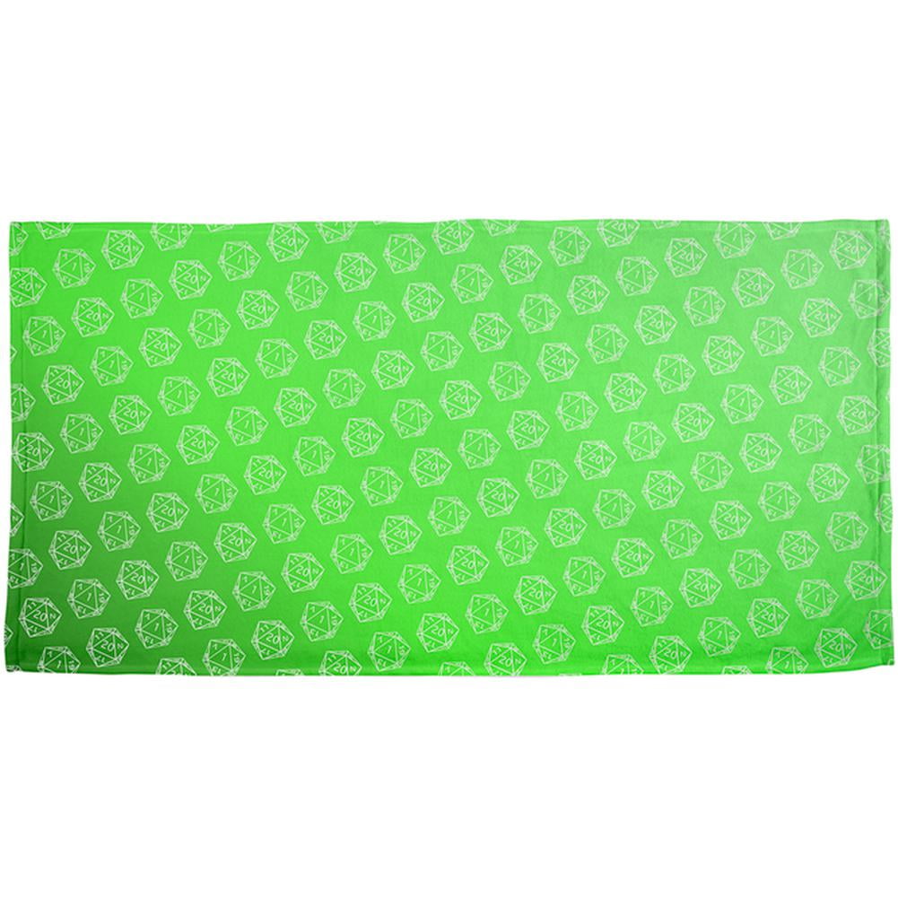 D20 Gamer Critical Hit and Fumble Green Pattern All Over Beach Towel ...