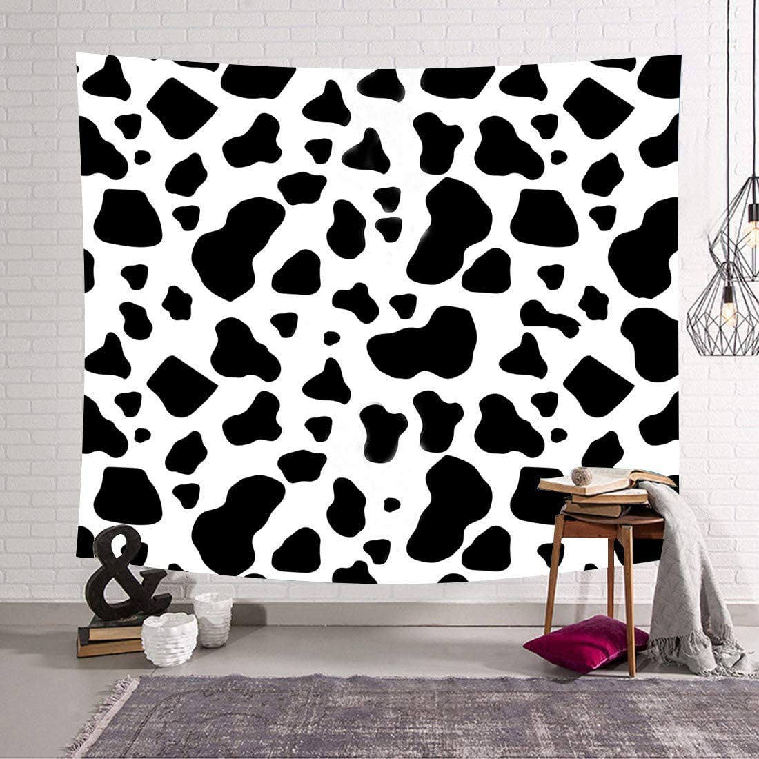 LUCKBTY Cow Print Backdrop Black and White Texture Photography ...