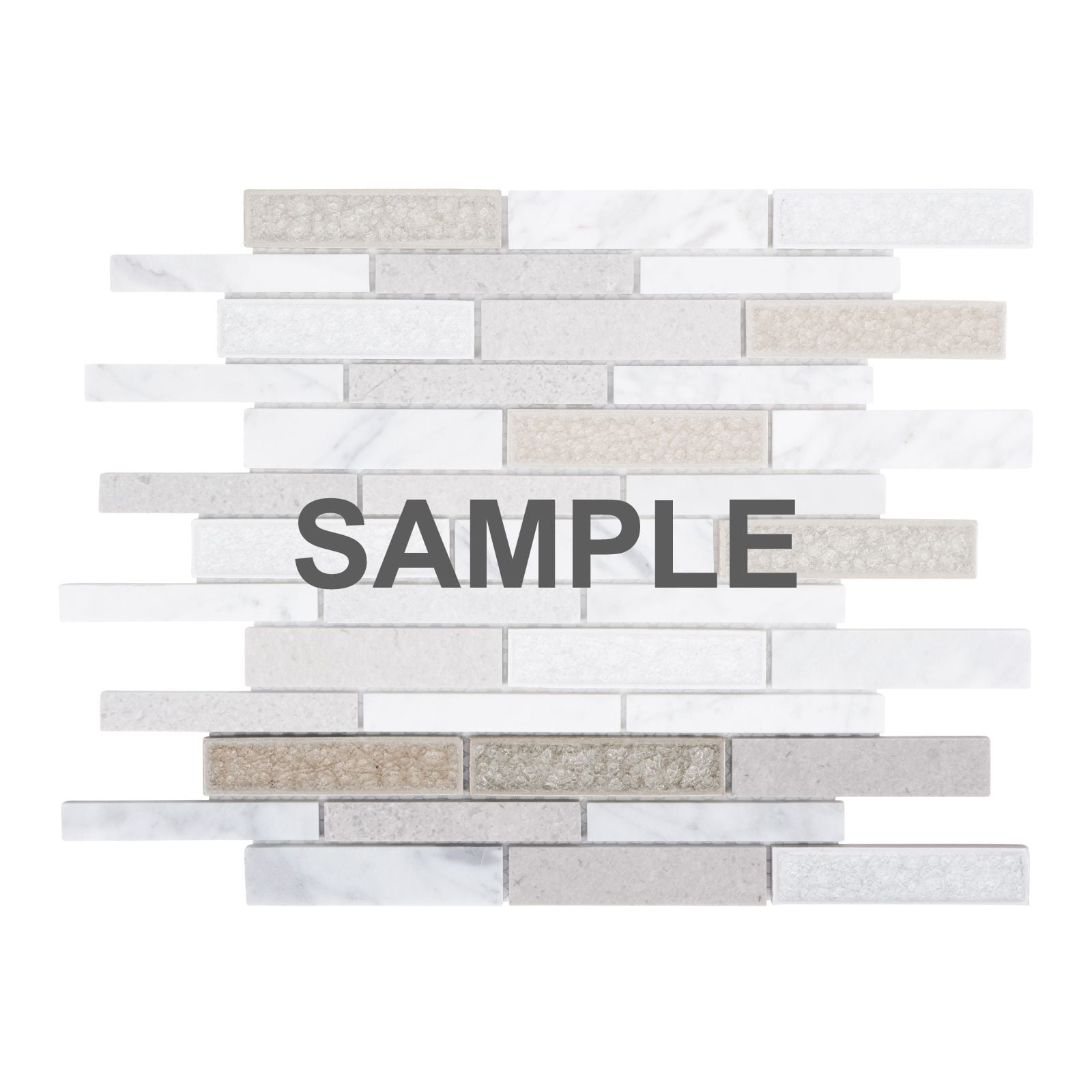 Sample - White Warm Calacatta Gray Marble Stone Crackle Glass Mosaic ...