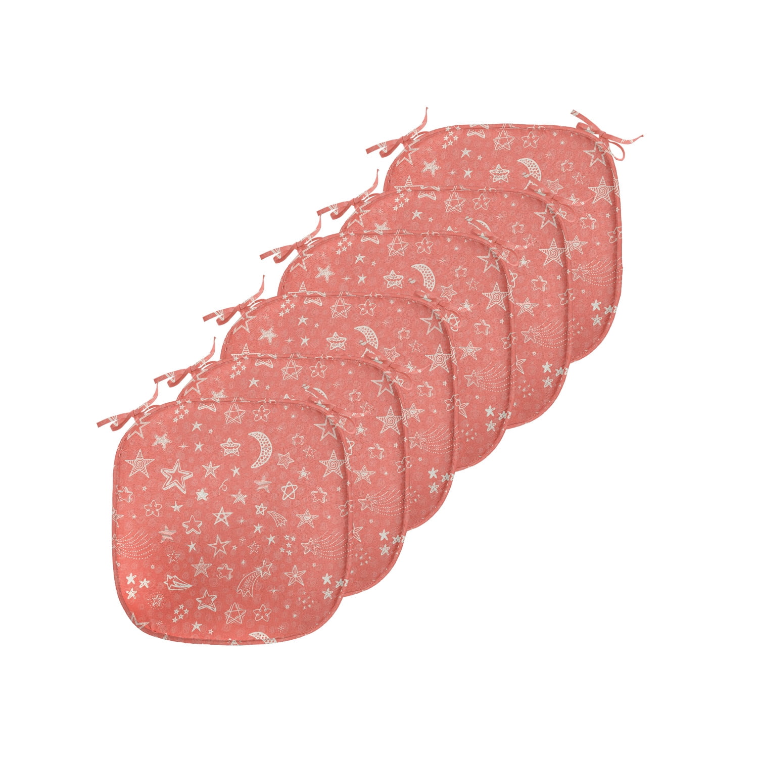 Star Chair Seating Cushion Set of 6, Moon and Stars Theme Pattern ...