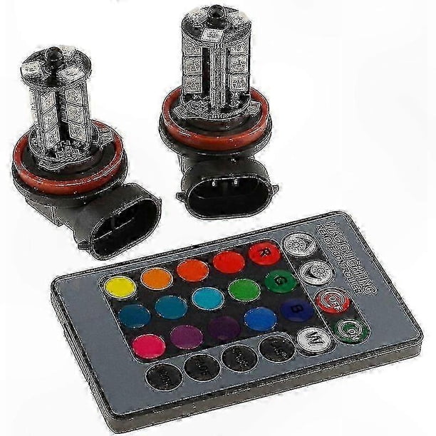 Multicolor RGB LED Fog Light Bulbs H8/H11 with Remote Control for ...