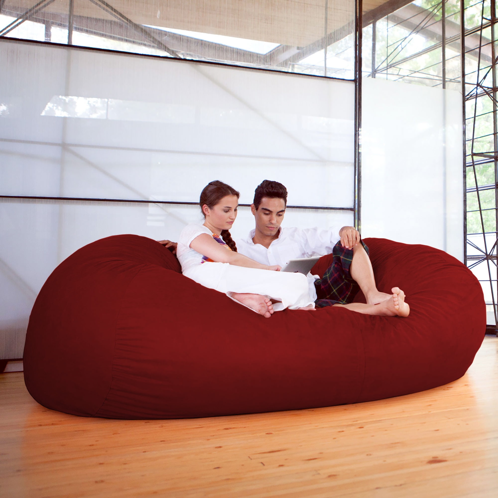Jaxx 7 Foot Giant Bean Bag Sofa Cinnabar