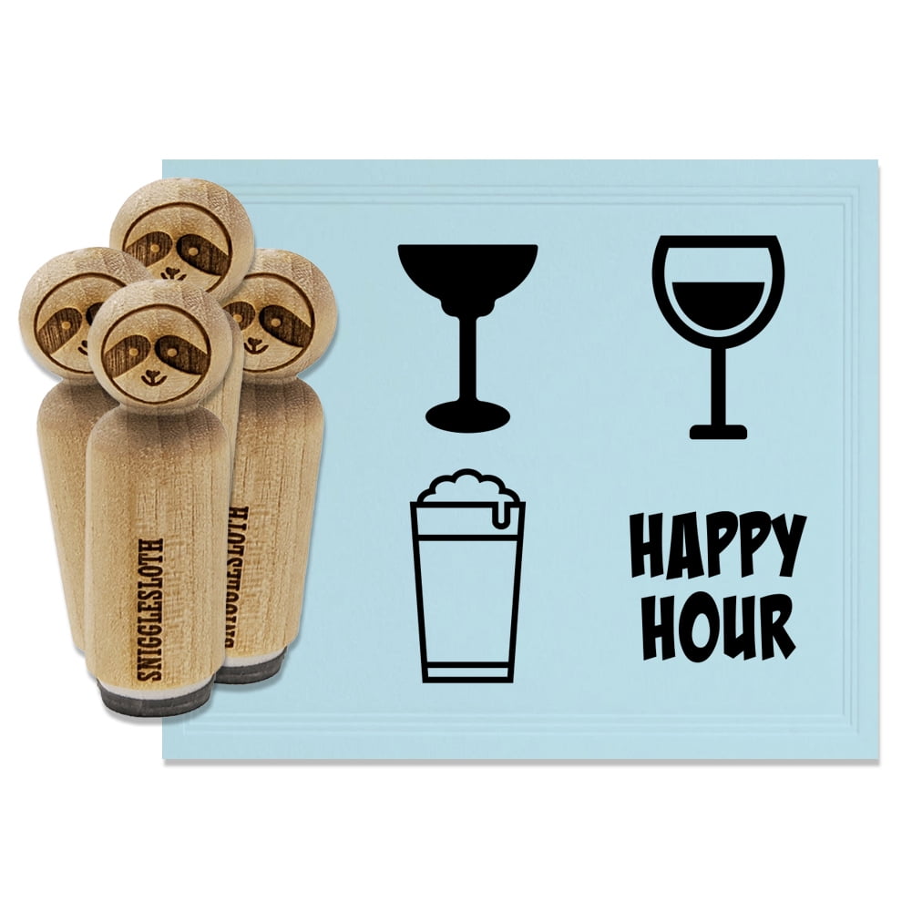 Happy Hour Margarita Wine Beer Glass Drinks Rubber Stamp Set for ...