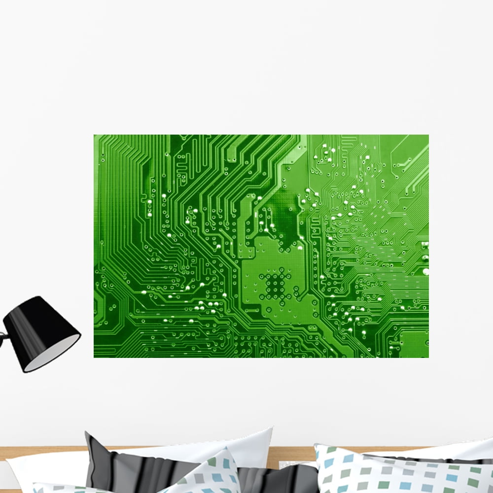 Green Circuit Board Wall Mural Decal Sticker, Wallmonkeys Peel & Stick ...