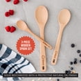 Chef Pomodoro Wooden Spoons for Cooking 3-Piece Set, Solid Beechwood ...