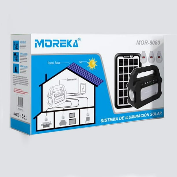Sistema Solar Mini 3 Focos Linterna Power Bank Moreka MOR-8080 | Bodega ...