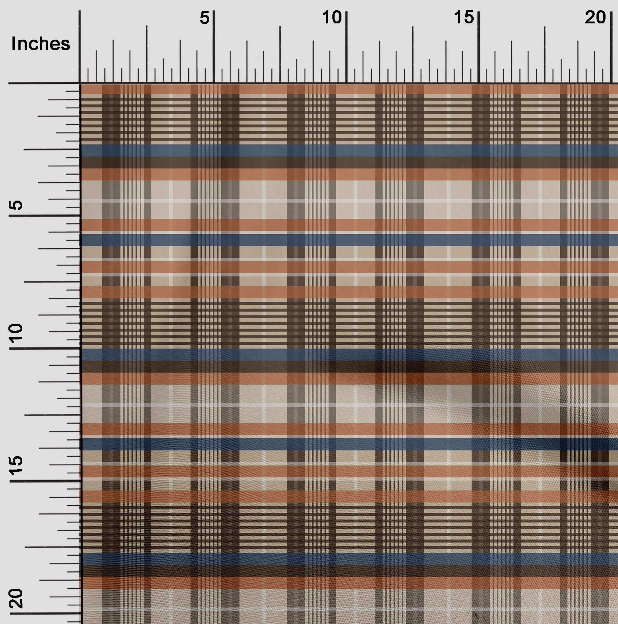 oneOone Cotton Poplin Rust Brown Fabric Madras Check Diy Clothing ...