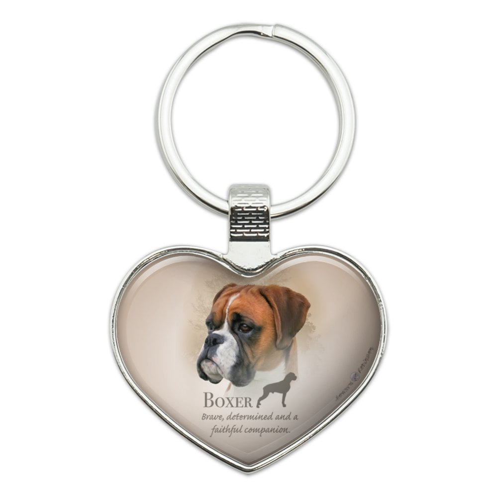 Boxer Dog Breed Heart Love Metal Keychain Key Chain Ring - Walmart.com
