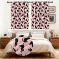 Black Cat Silhouette Pink Pattern Blackout Curtains,Triple Weaved ...