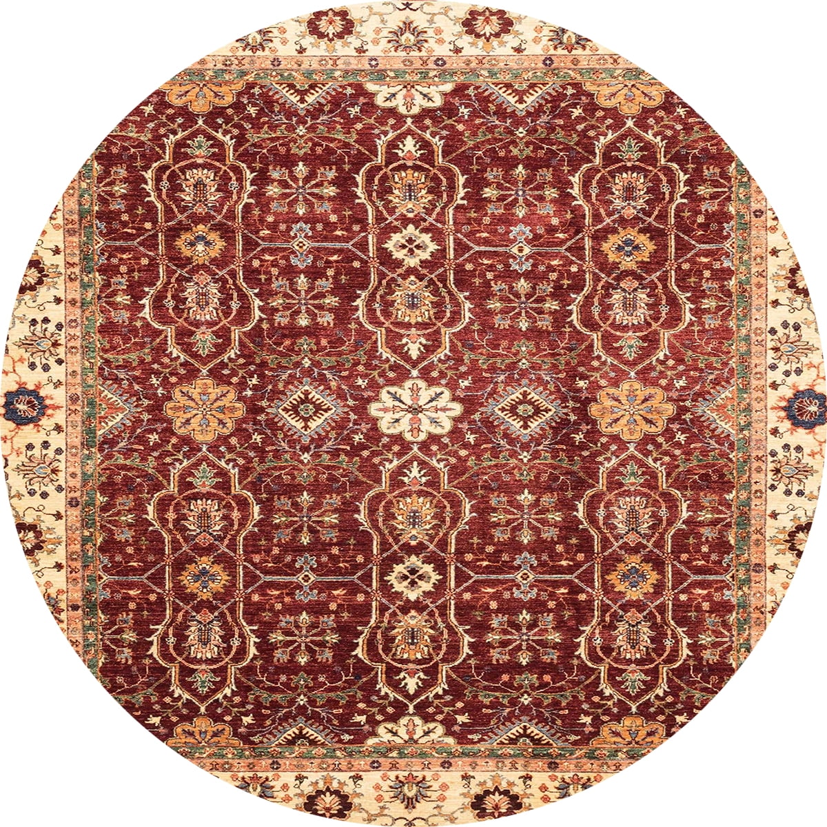 Ahgly Company Indoor Round Abstract Red Abstract Area Rugs, 4' Round ...