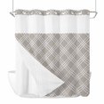 Beige Grid No Hook Shower Curtain with Snap in Liner, Modern Minimalist ...