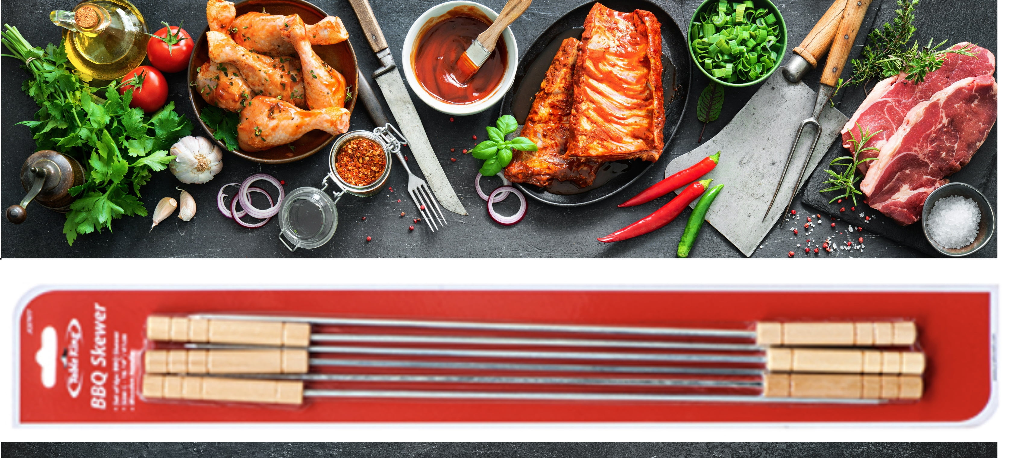 12 PC Metal BBQ Skewers Stainless Steel Cooking Barbecue Kebab Grill ...