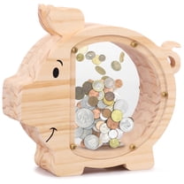 Keyohome Piggy Bank Wood Acrylic Money Bank Double Sided Clear Savings ...