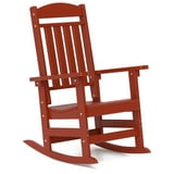 Patio Slat Rocking Chair, HDPE Plastic Weather Resistant Porch Rocker ...