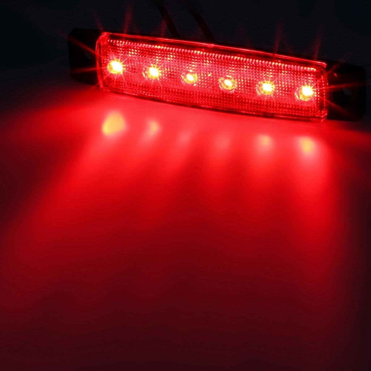 CCIYU 5x Red 3/8" 6 LED Clearence Truck Bus Trailer Side Marker ...
