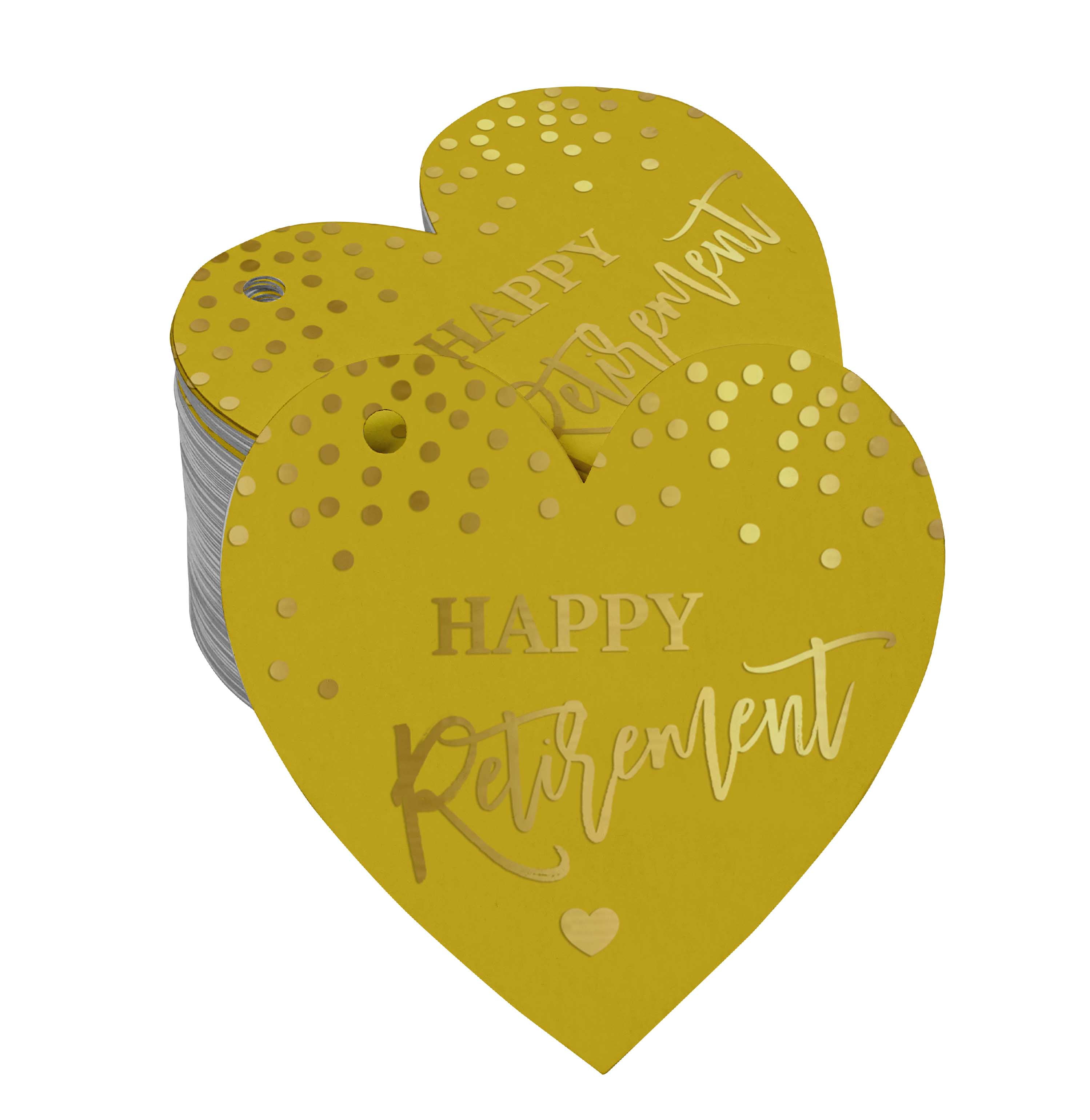 Inkdotpot Real Gold Foil Happy Retirement Tag Favor Hang Paper Tag 50 ...