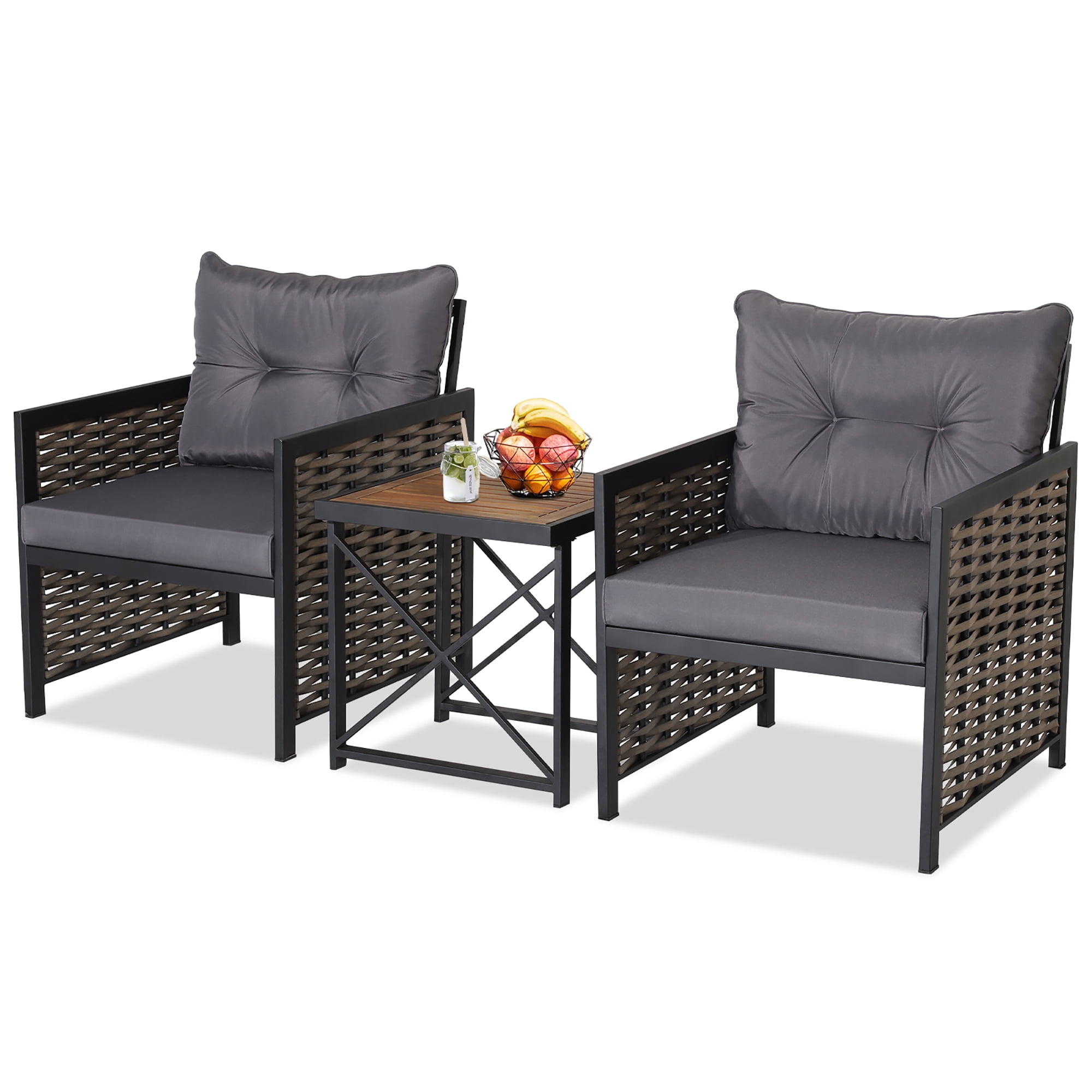 Click here for Gymax 3pcs Rattan Furniture Set Acacia Wood Coffee... prices