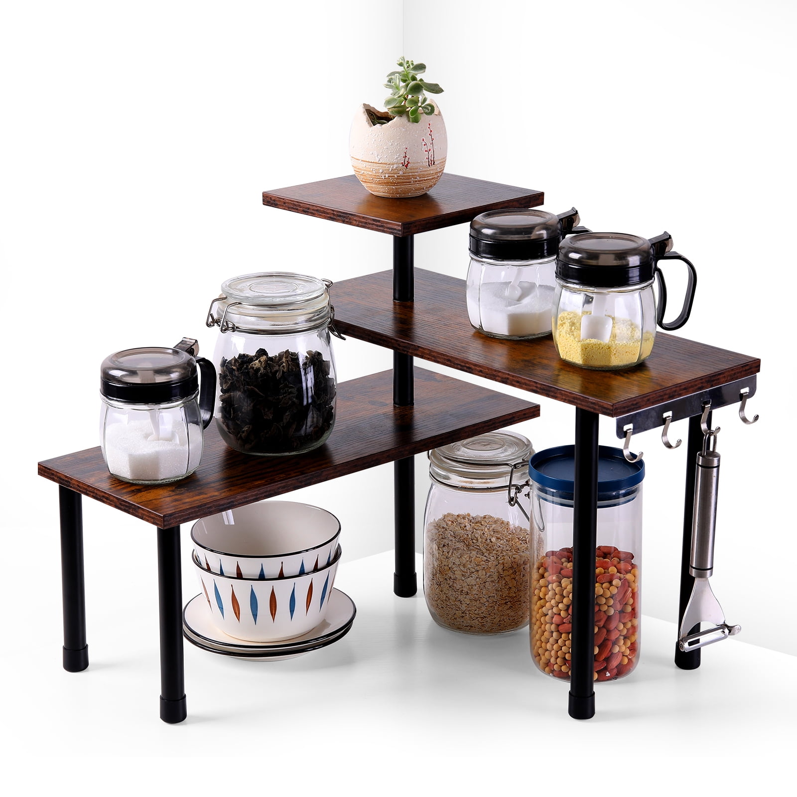 Ollieroo 3 Tier Kithen Countertop Organizer,Bamboo Corner Shelf ...