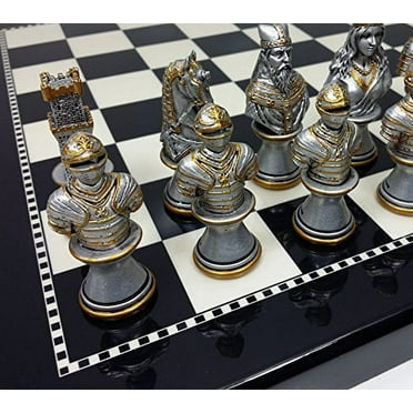 World War 2 US GERMANY Chess Set W/ 15" BLACK WHITE GLOSS BOARD WW2 ...