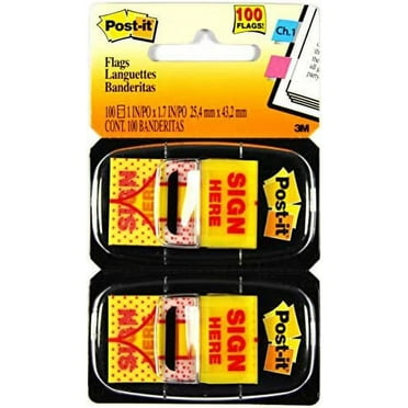 Post it Sign Here Message Flags, Assorted Colors, 1/2 in, 20/Color, 5 ...