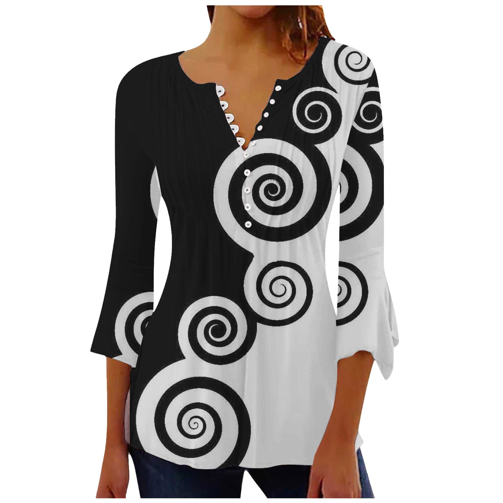 IROINNID Savings Plus Size Shirts for Women Crew Neck Long Sleeve ...