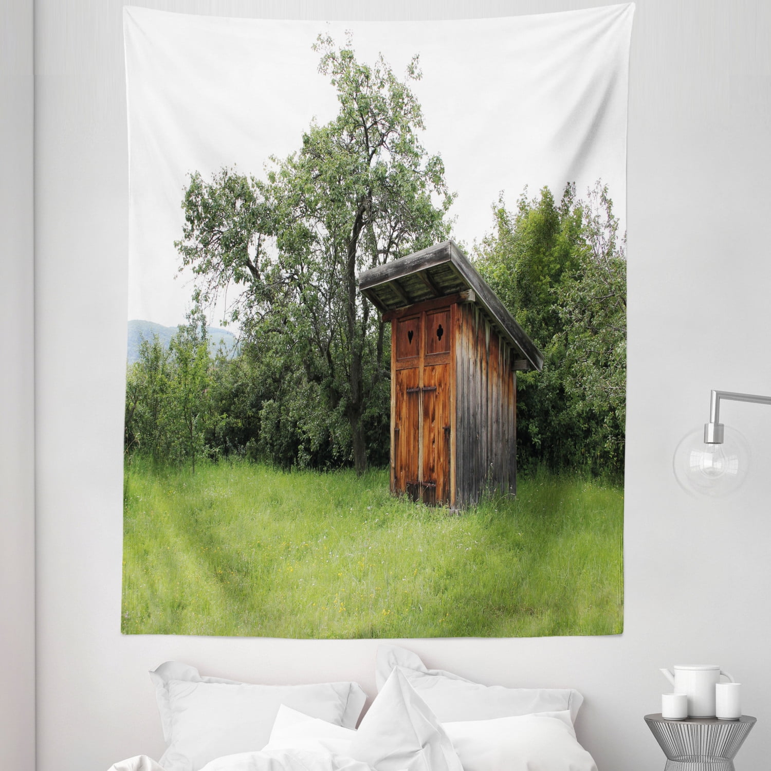 Outhouse Tapestry, Wooden Little Hut Barn Shed Cottage in Nature Forest ...