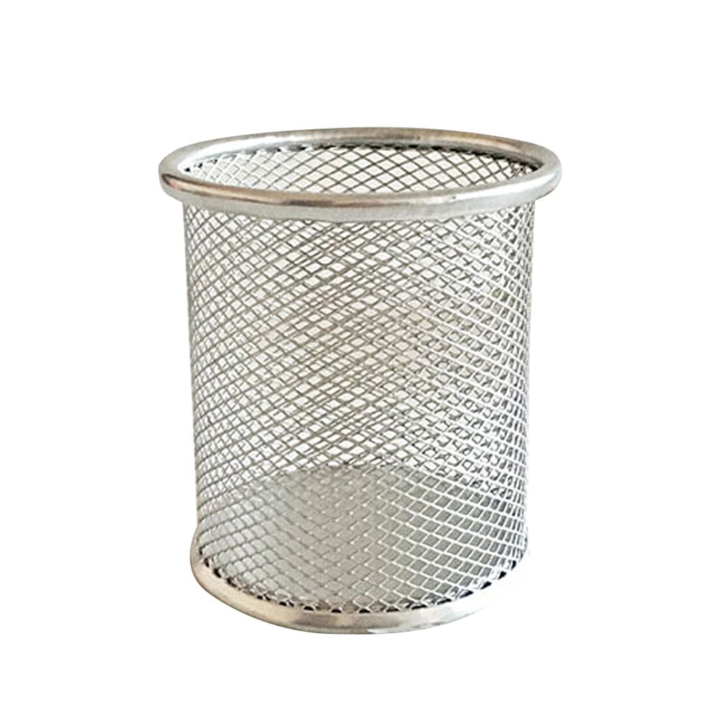 Metal Mesh Pen Holder Cylinder Pen Pencil Container Office Desktop ...