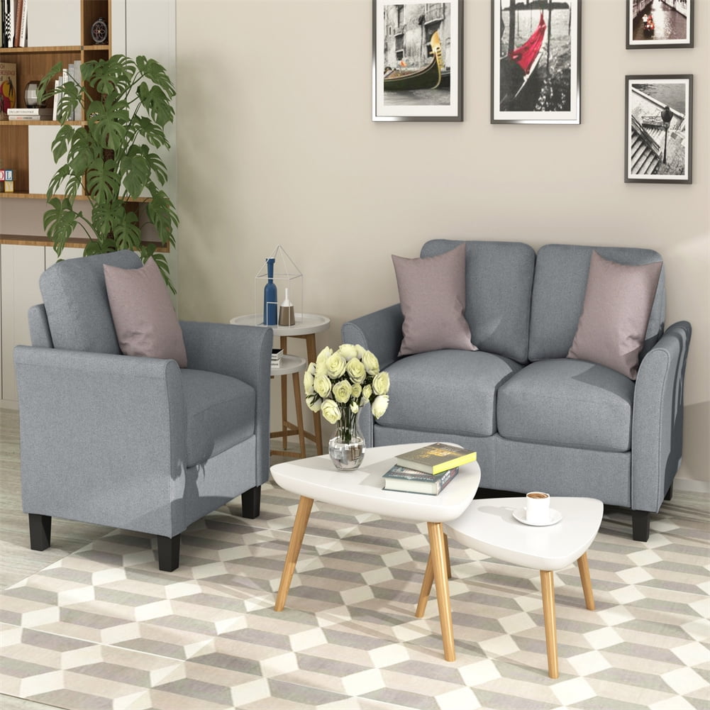 Cfowner Loveseat Sofa and Armrest Single Sofa, Modern Fabric Sofa Set ...