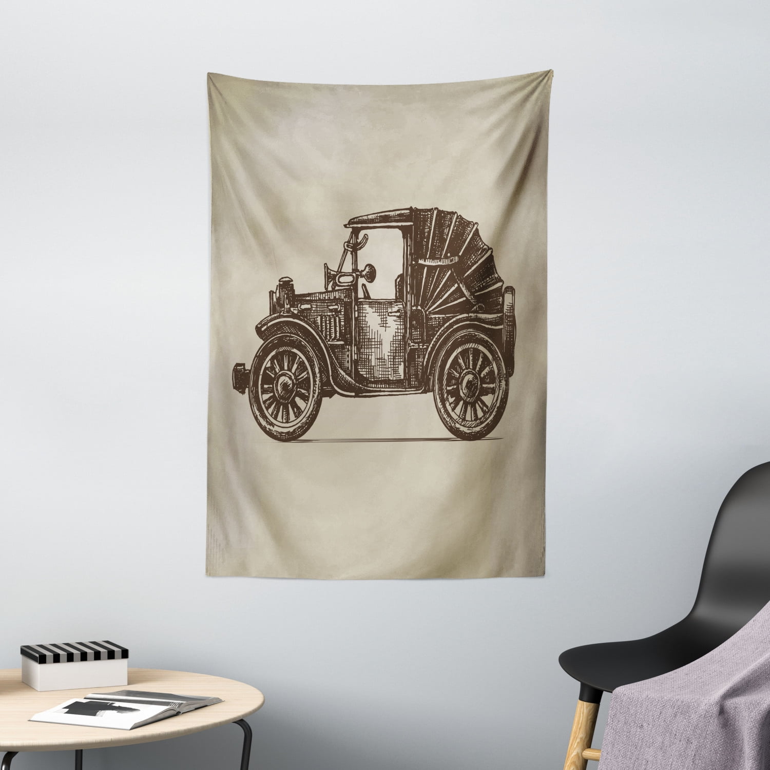 Cars Tapestry, Classic Retro Car Design Early Prototypes of Automobile ...