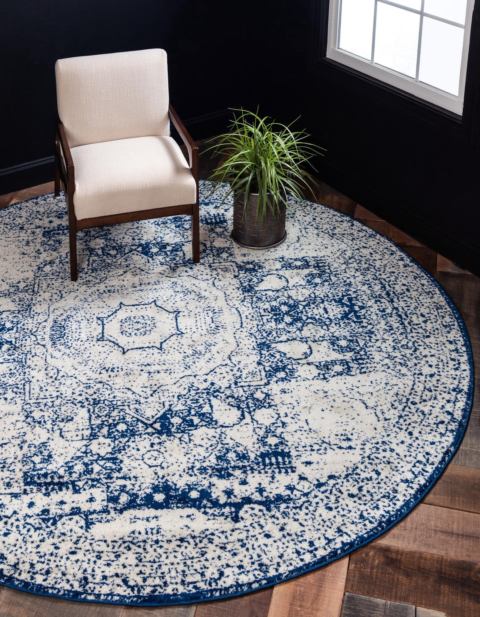 Rugs Dover Collection Rug 8 Ft Round Navy Blue Low Pile Rug Rugs Dover Collection Rug 8 Ft Round Navy Blue Low Pile Rug
